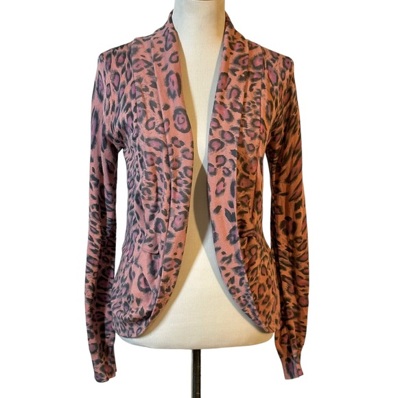 Boston Proper | Sweaters | Boston Proper Animal Print Ruffled Cardigan ...